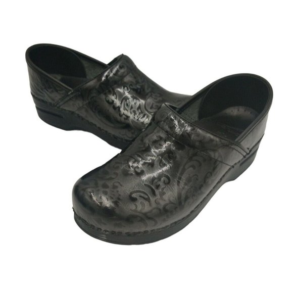 Dansko | Shoes | Dansko Professional Stapled Black Leather Embossed ...